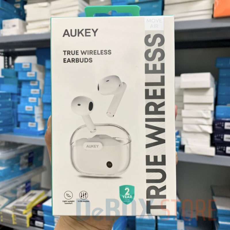 AUKEY EP-M2 Tai Nghe Bluetooth 5.3, Thiết kế Trong suốt, Kháng nước IPX4, 3 Chế độ EQ, Nghe 20 ...